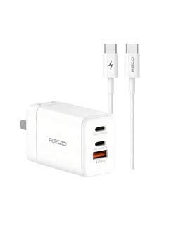 Recci RECCI 65W Gallium Nitride Fast Charger Dual Type-c Port + USB ...