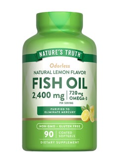 Nature's Truth ODORLESS NATURAL LEMON FLAVOR FISH OIL 2,400 MG 720 MG ...