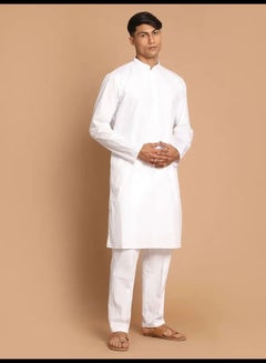 PRASHA Mens White Pure Cotton Kurta Pyjama Set | Best Price UAE | Dubai ...