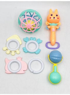 Generic 7 pieces of silicone rattles and teethers in cheerful shapes ...