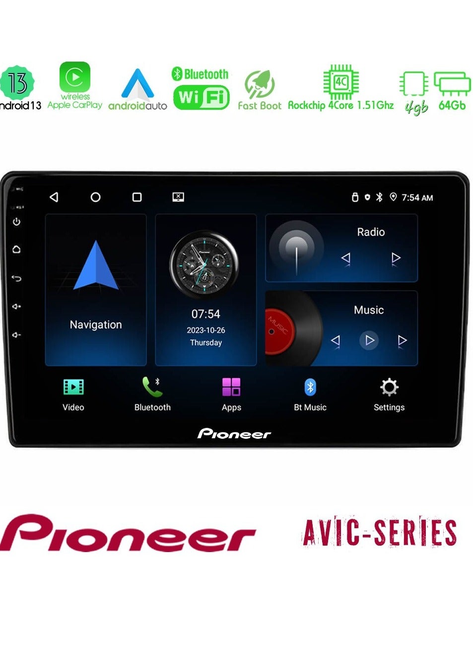 Pioneer Pioneer Android Car Stereo 9 Inch 4GB RAM 64GB Memory QLED ...