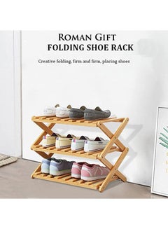 Roman Gifts 3 Tier Folding Bamboo Shoe Storage Racks, Portable Storage ...