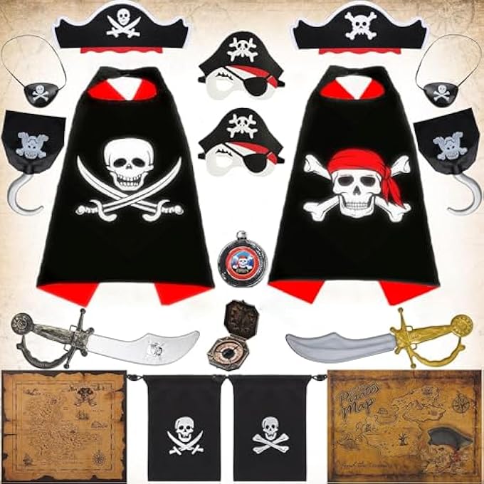 Generic 2 SET KIDS PIRATE CAPE COSTUME, PIRATE COSPLAY ROLE PLAY SET ...