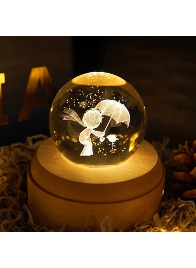 Generic Creative Bird Poem Crystal Ball Music Box Music Box Night Light ...
