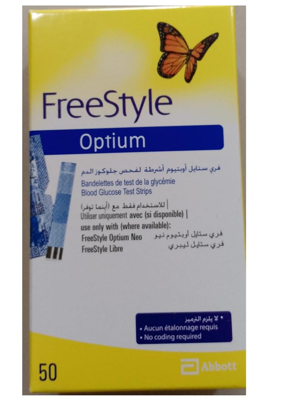Abbott FreeStyle Optium Blood Strips 50 strips | Best Price KSA ...
