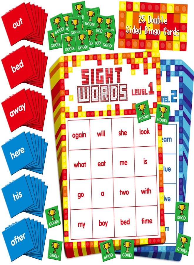 SpriteGru Sight Word Bingo Game, 144 Sight Words Learn to Read Level 1 ...