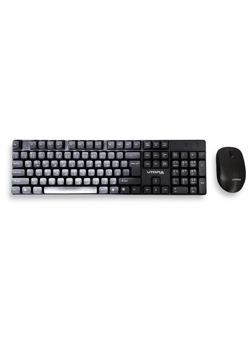 Utopia Wireless Mouse & Keyboard U-200 , 10m Receiving Distance - Black ...