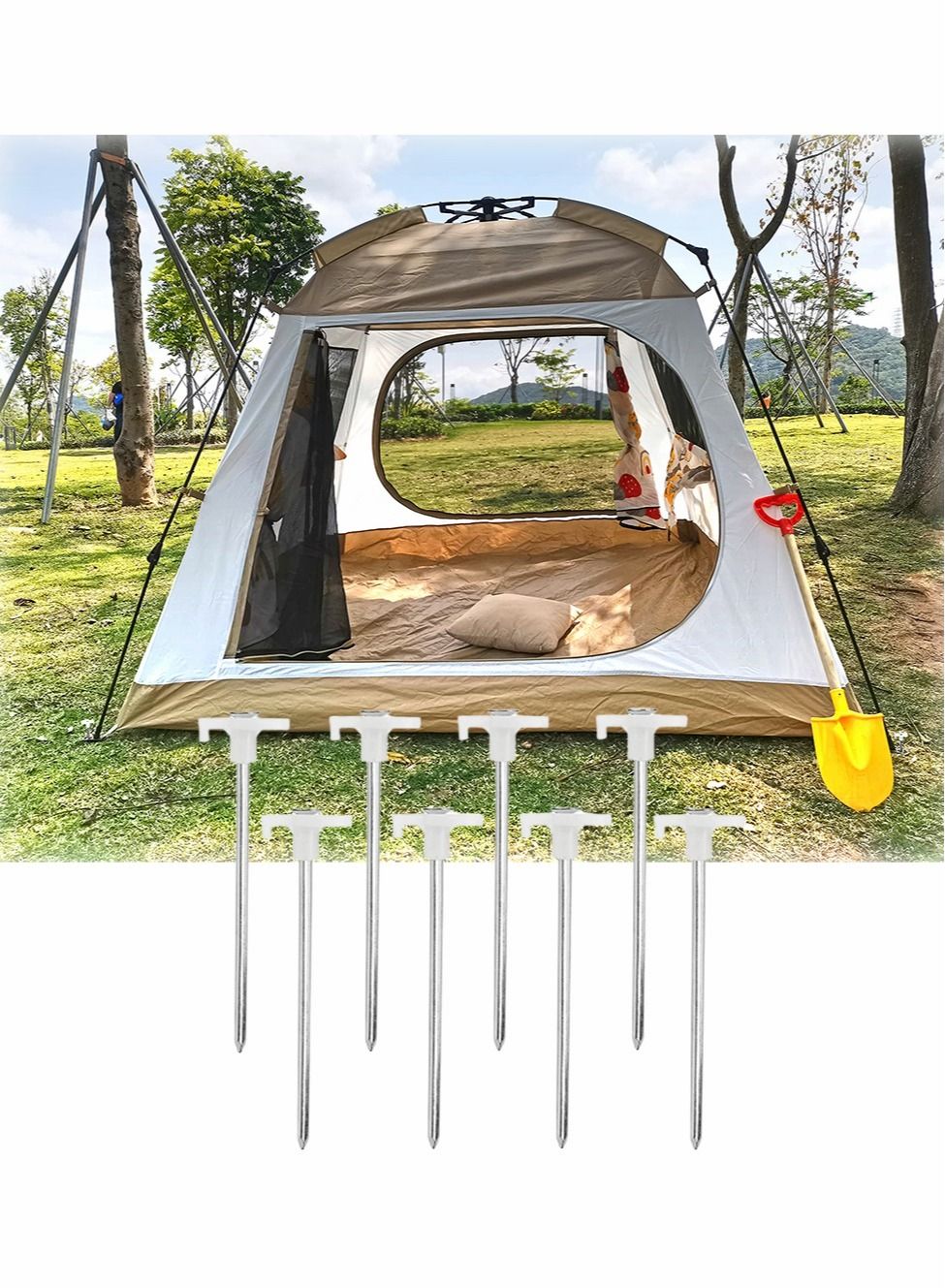 Generic Tent Stakes, 8pc-Pack Galvanized Steel Pop Up Tent Stakes Pegs ...