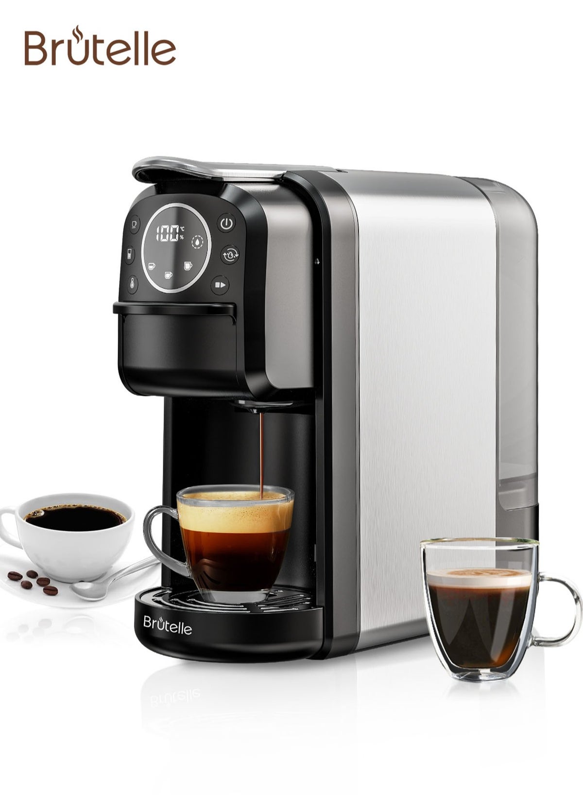 Brutelle 3In1 Espresso Machine Capsule Coffee Maker 20Bar Coffee Maker ...