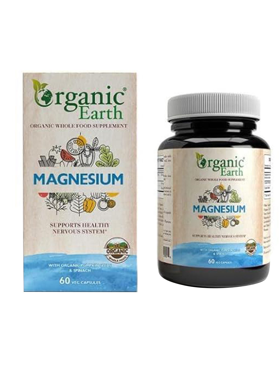Organic Earth Magnesium with Organic Pumpkin Seeds & Spinach 60 ...