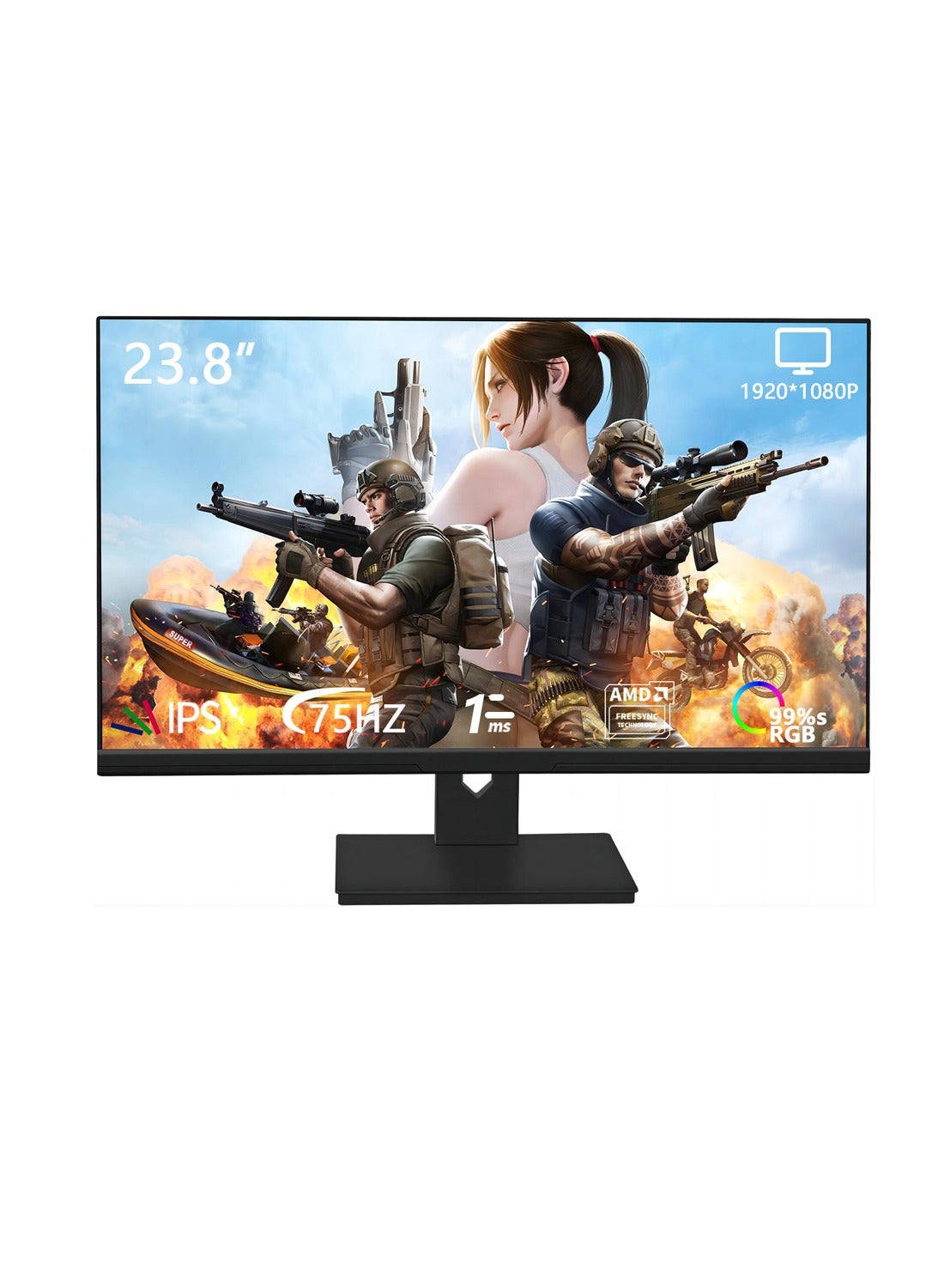 Glanfen 23.8 inch Flat Screen Gaming Monitor 75Hz,FHD 1920 ×1080 1ms ...