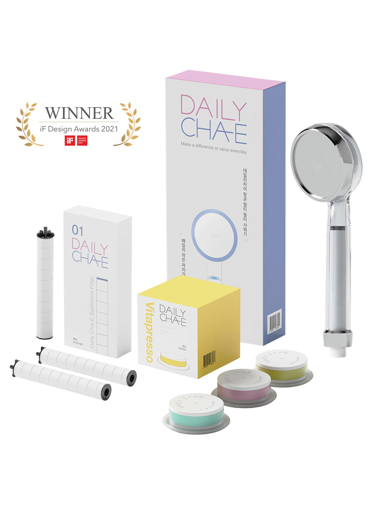 DailyCha-E Korean Shower Head and Twin Shower Filter Set B - With ...