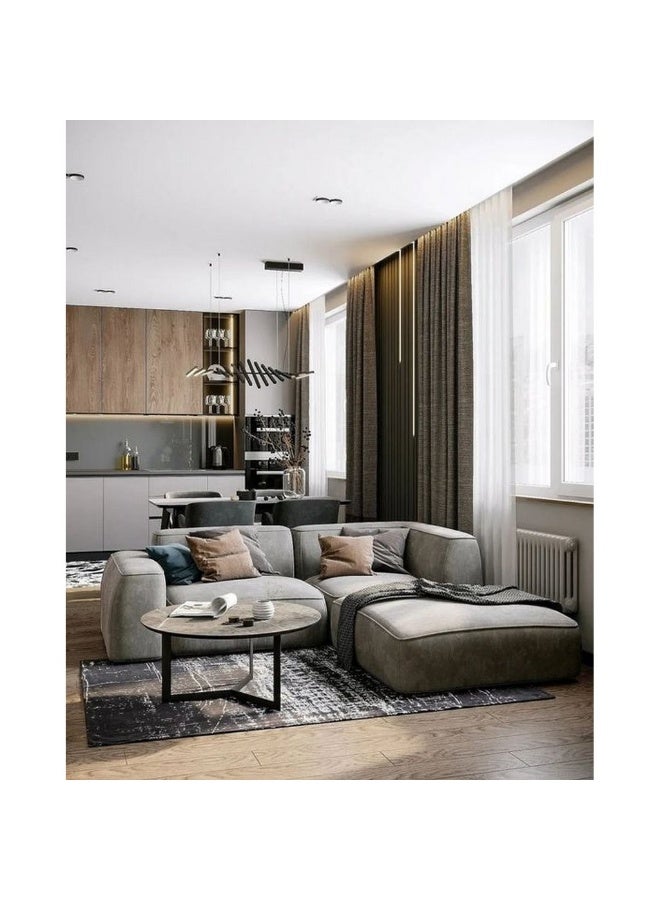 Homzmart Linen and Swedish Wood L-Shape Sofa - Grey | Best Price KSA ...