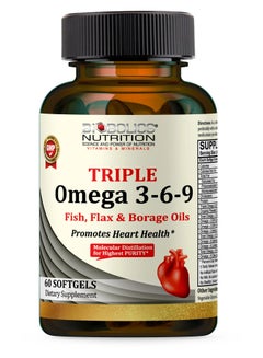 BIOBOLICS TRIPLE Omega 3-6-9 3600mg Promote Heart Health - 60 Softgels ...
