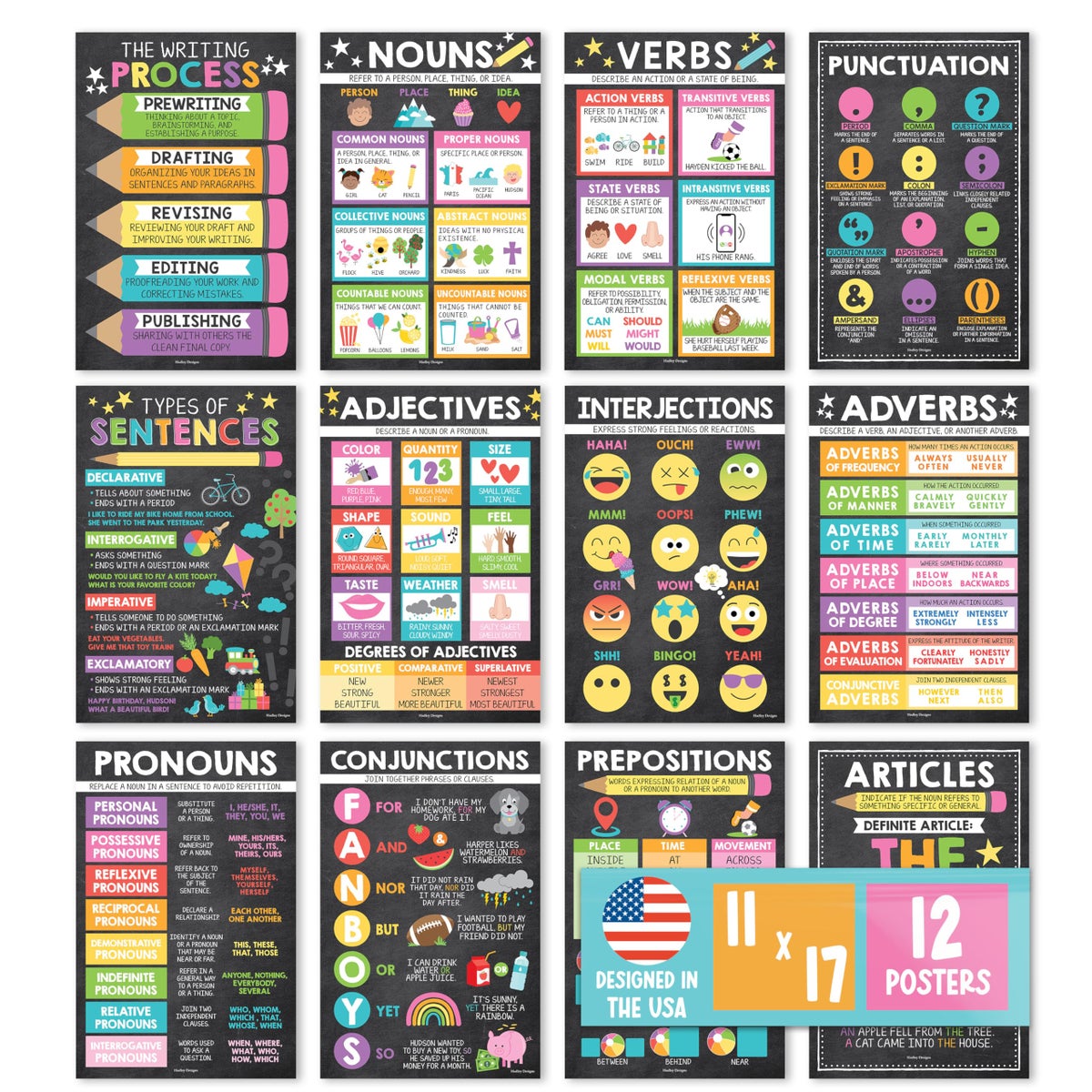 Hadley Designs Hadley Designs Parts Of Speech Posters For Classroom 12 ...