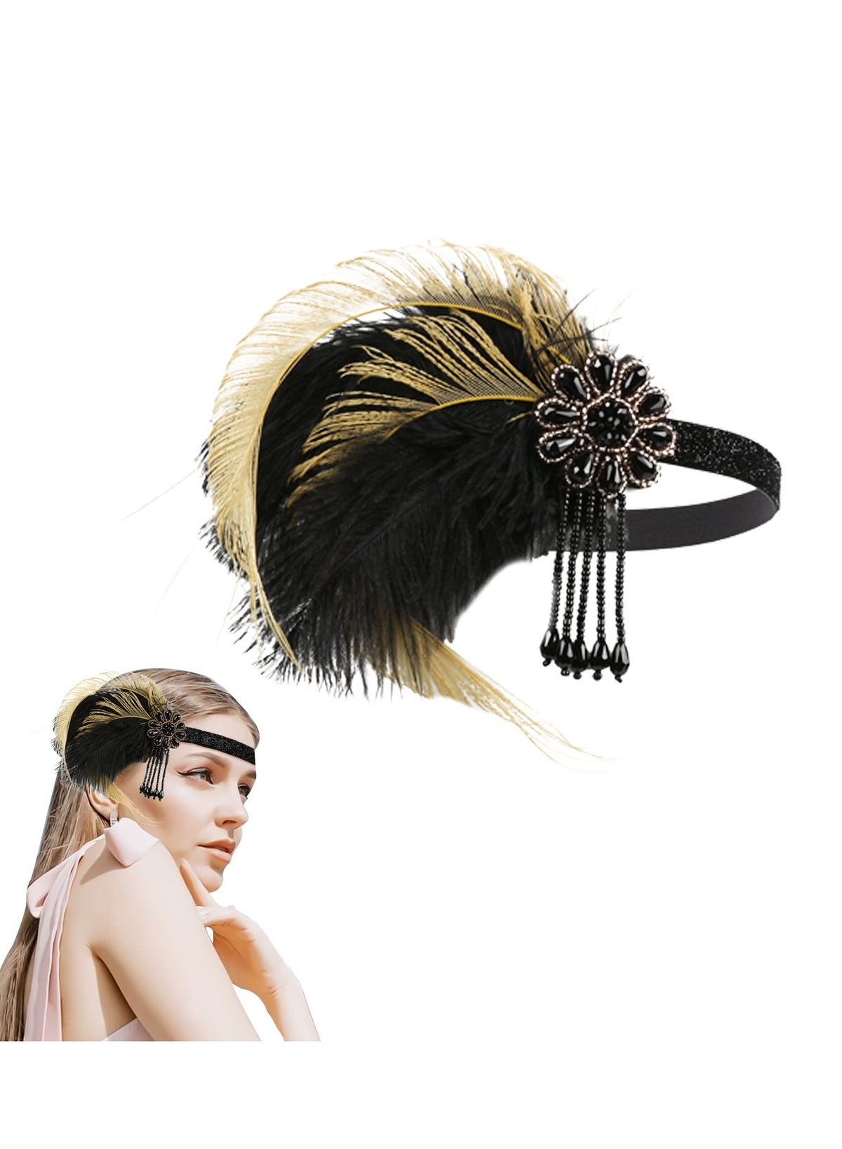 Generic 1920s Flapper Headpiece with Feathers - Great Gatsby Style ...