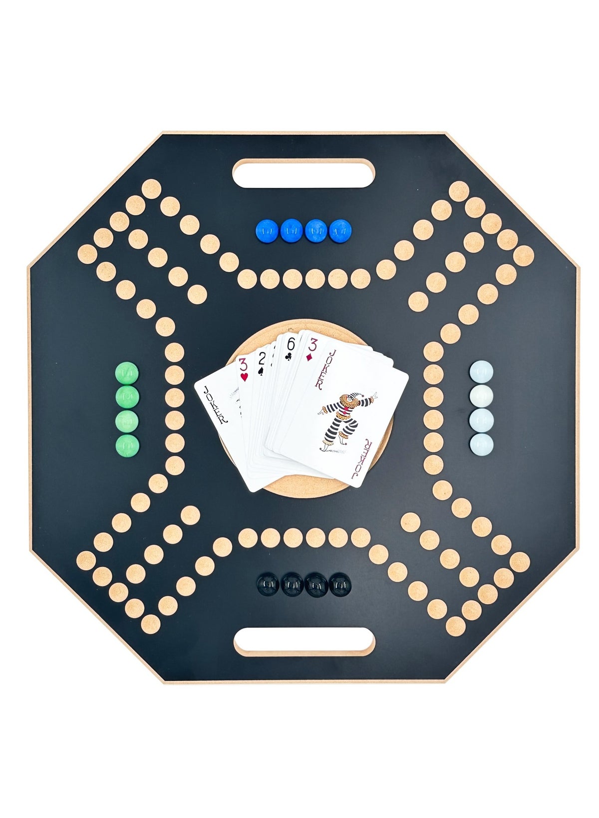 Funz wood Jackaroo Board And Card Games Set With 16 Marble Stones ...