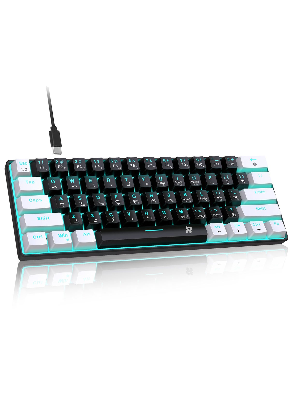Rock Pow 61 keys Wired 60% Arabic English Mechanical Gaming Keyboard ...