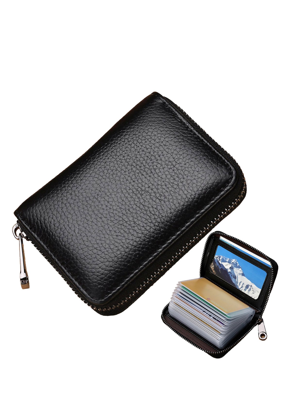 Generic Men Women PU Leather Credit Card Holder Zipper Wallet With 20 ...