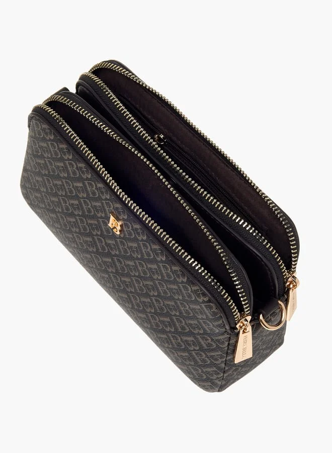 Flora Bella By Shoexpress BROWN Women Monogram Print Crossbody Bag with Zip Closure for Women ...