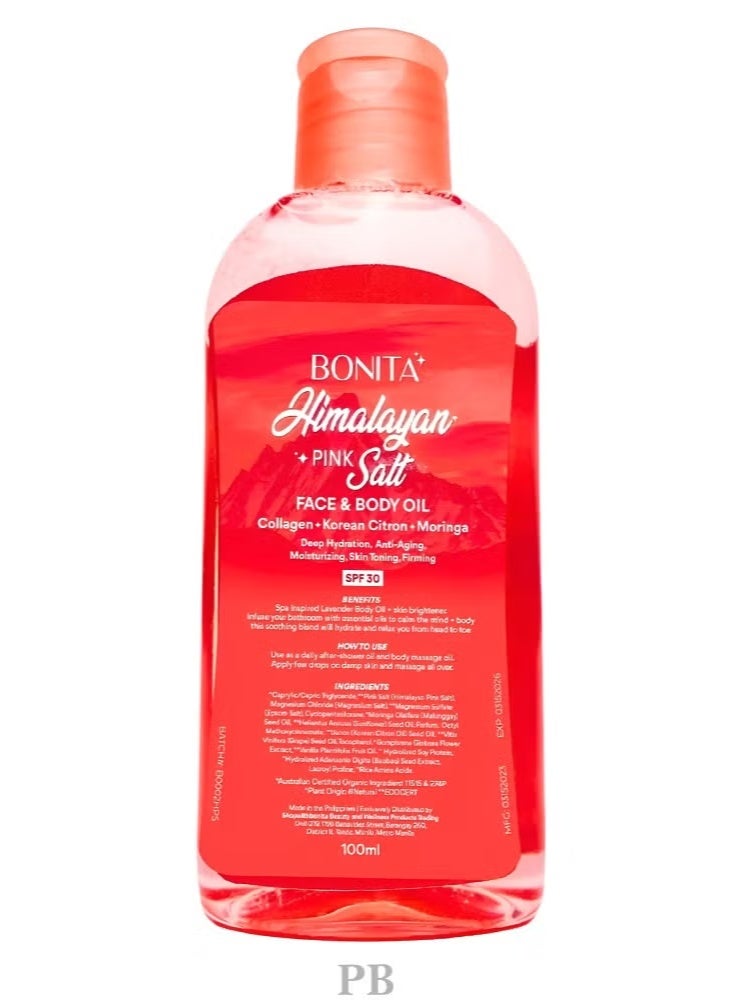 Bonita Himalayan Pink Salt Face & Body Oil with SPF 30, Korean Citron ...