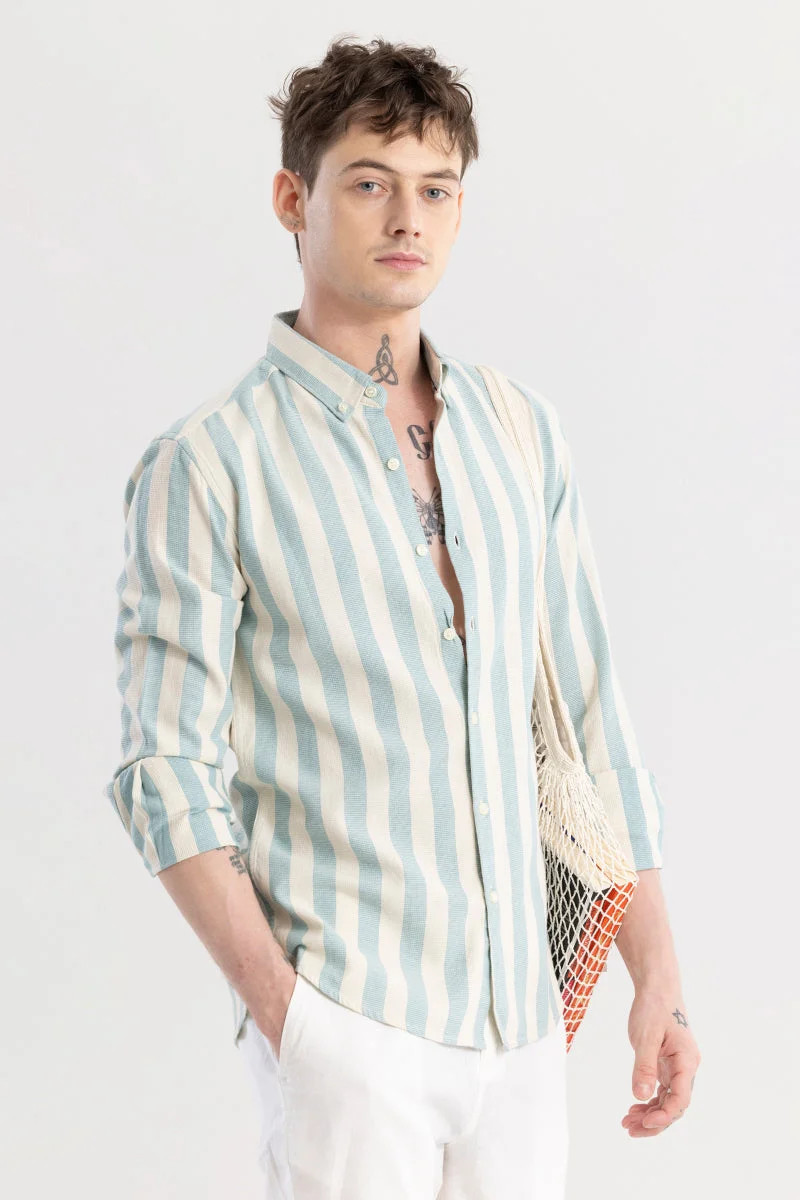 SNITCH blue Aurora Blue Stripe Shirt for Men | Best Price UAE
