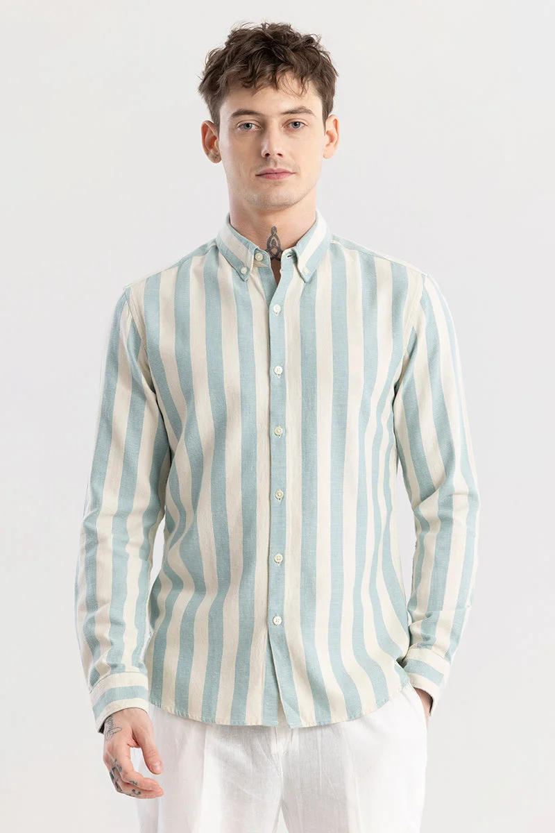 SNITCH blue Aurora Blue Stripe Shirt for Men | Best Price UAE