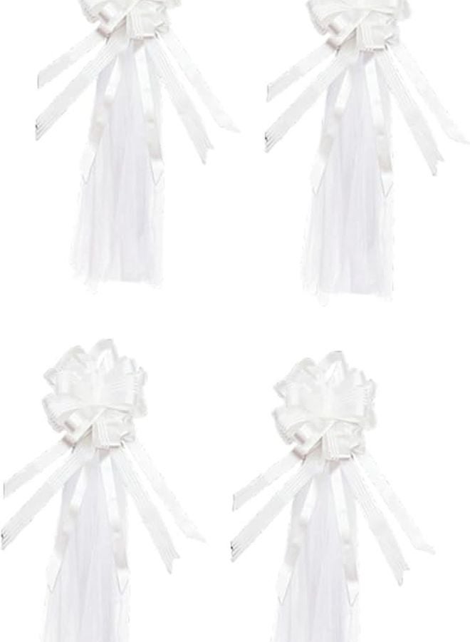 Generic 4Pcs White Tulle Pew Bow With Long Tails Wedding Aisle Ceremony ...