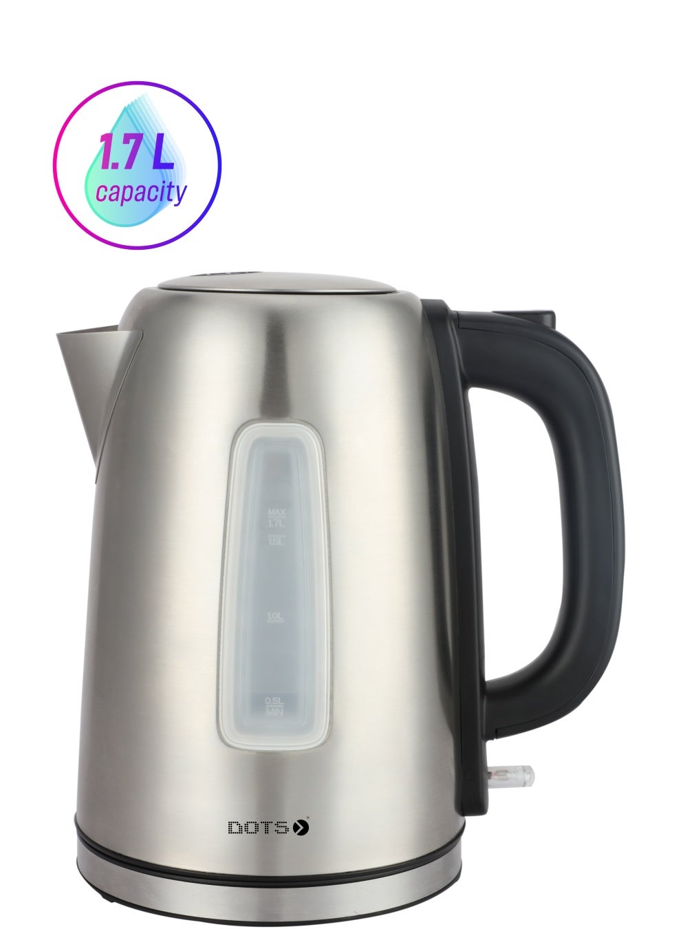 DOTS Dots Metal Kettle, 1.7 Ltr, LED Light Indicator, Black/Silver ...