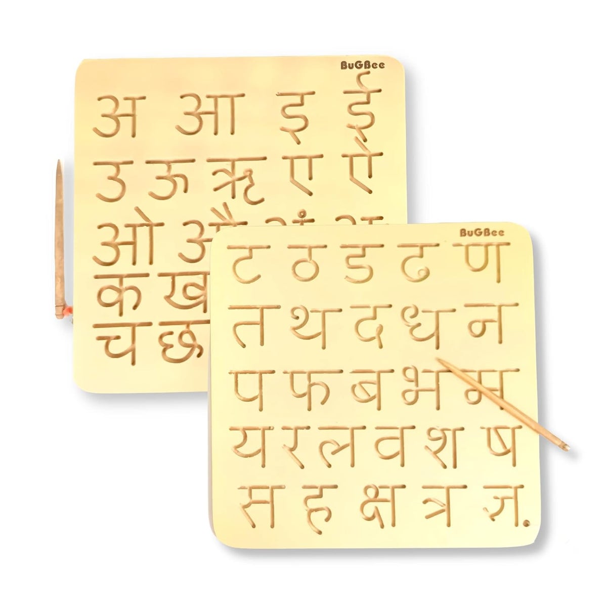 BuGBee Wooden Slate for Kids Hindi Varnamala Letters Tracing Board ...