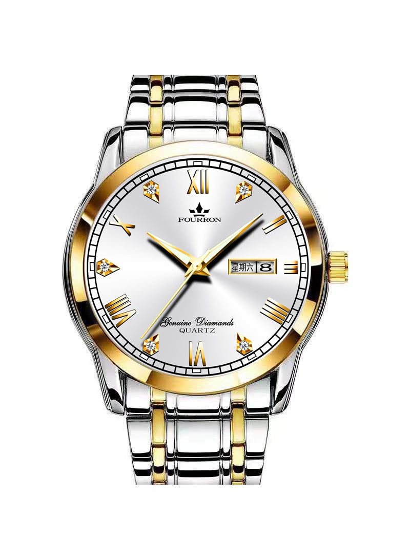 FOURRON Quartz Stainless Steel Waterproof Men's Watch, Dial Diameter ...