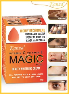 Kanza Magic Whitening Cream with Makeup Puff Sunblock Moisturizing Anti ...