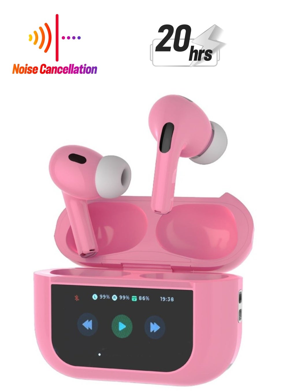 porodo Blue Earbuds Pro2 Touch Display - ANC + ENC_Pink | Best Price ...