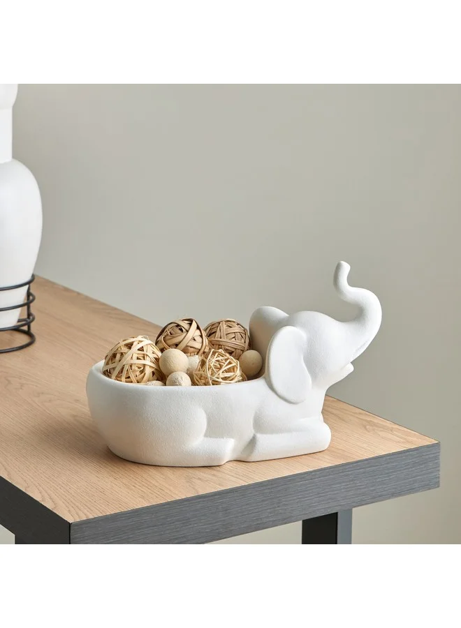 Home Box Wren Polyresin Ceramic Elephant Decorative Mini Platter 28 x ...
