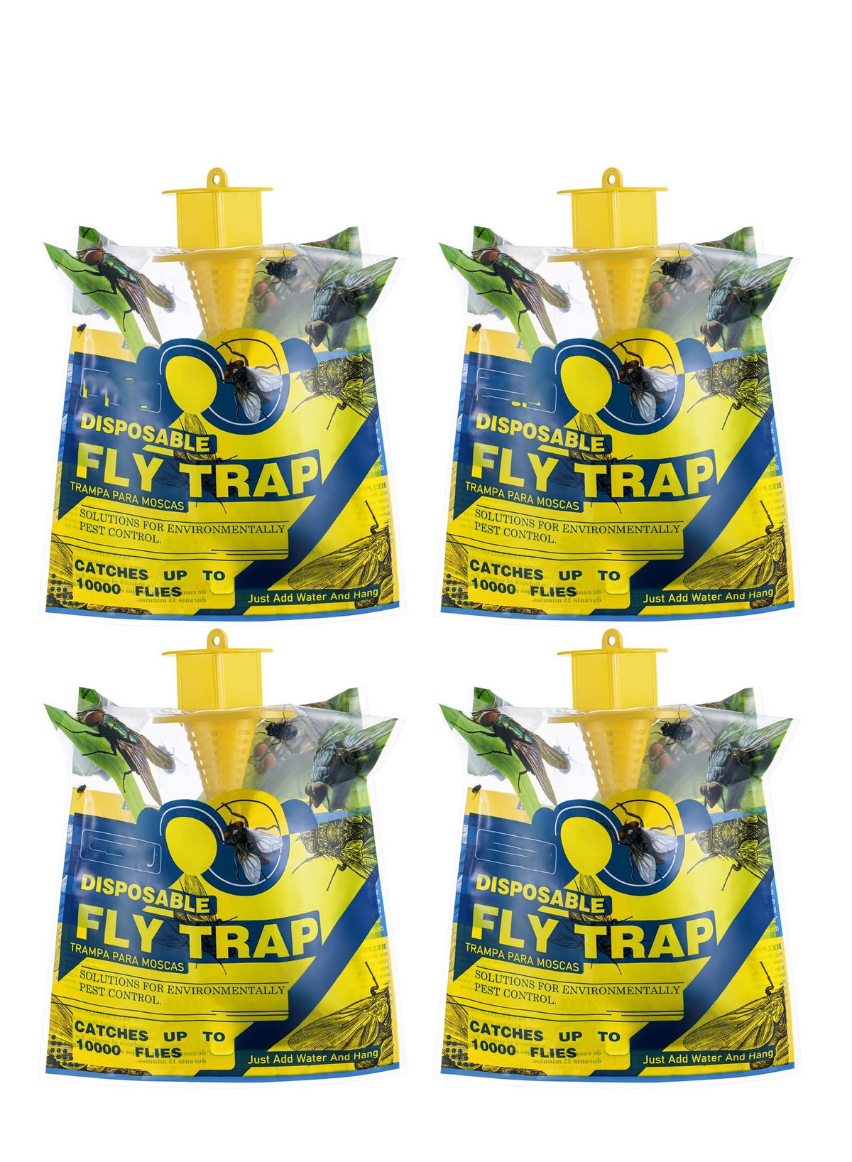 SYOSI 4 Pack Outdoor Hanging Fly Traps Disposable Fly Killer Trap Bag ...
