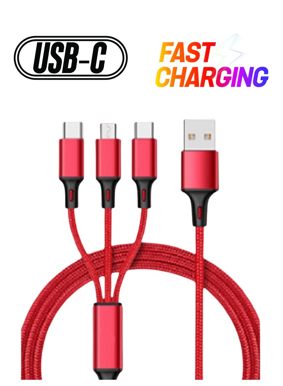 Generic Multi USB Charger Cable, 3 in 1 Nylon Braided Multiple USB Fast ...