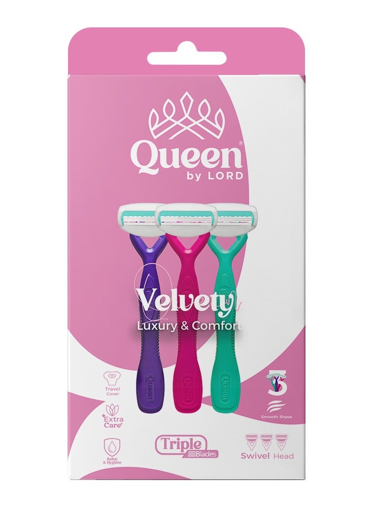 Queen By Lord Velvety Triple Blade Disposable Razors – Pack of 3 | Best ...