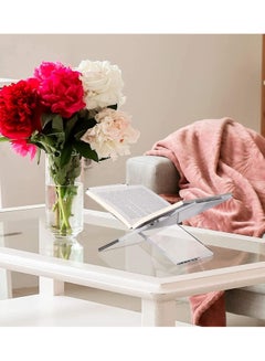 BUYCO Acrylic Book Holder Transparent Clear Book Stand, Angled Open ...