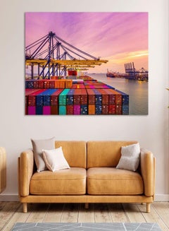 Generic Sea Port with Colorful Containers Canvas Art, Cargo Ship Print ...