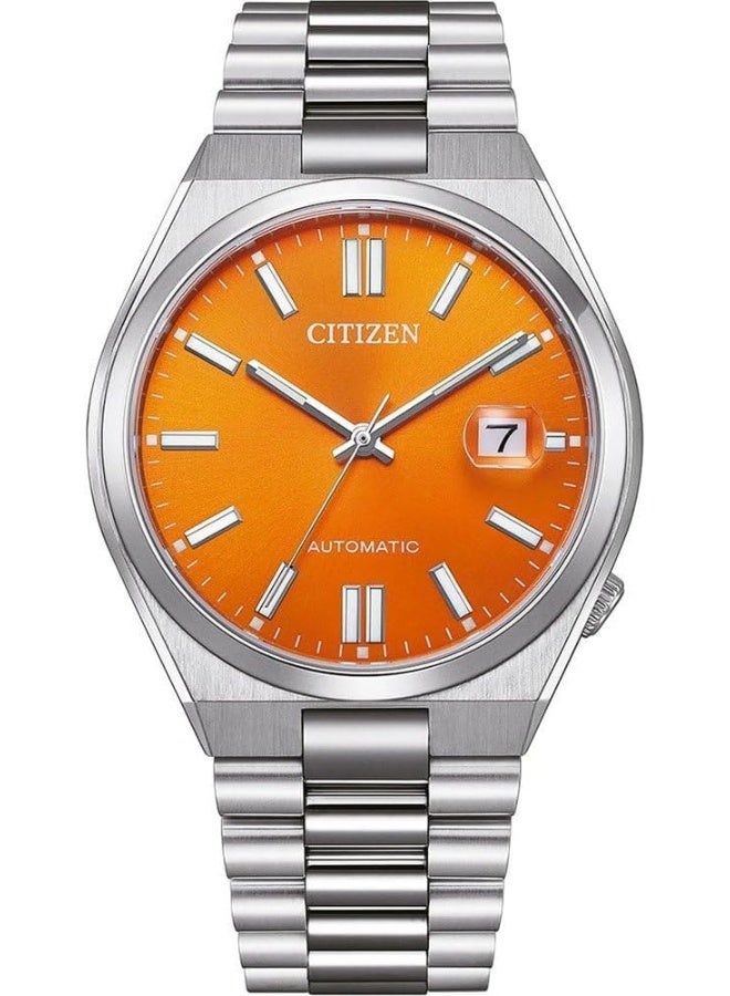 CITIZEN Men's Tsuyosa Orange Dial Automatic stainless steel strap Watch ...