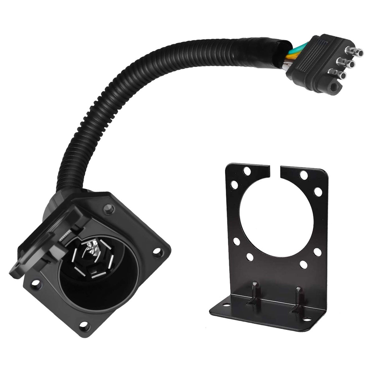 BlueFire BlueFire 4 Way Flat to 7 Way Round Blade Trailer Adapter Plug ...