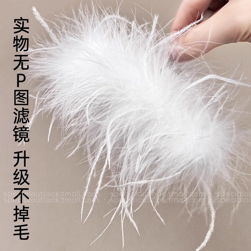 Generic Bow Mesh Feather Grab Clip All-Match Internet Red Hair ...