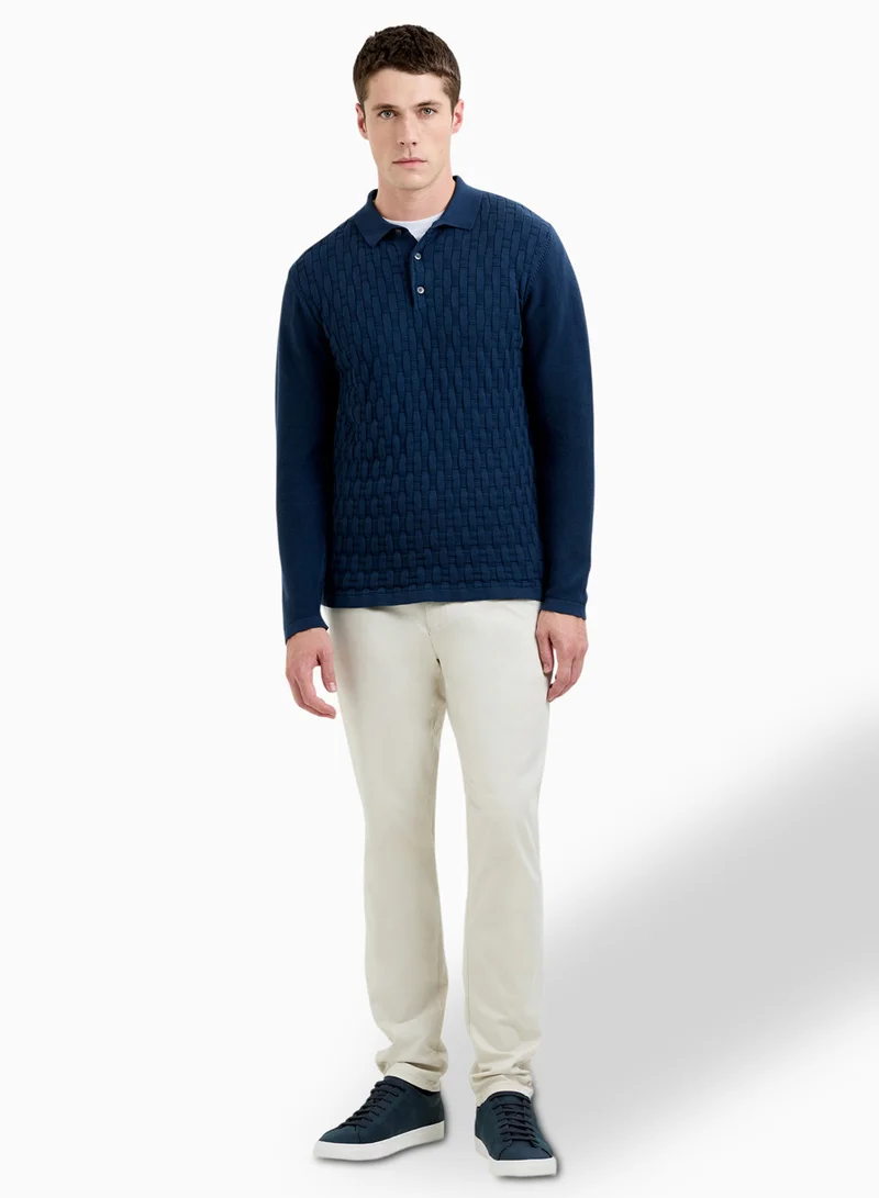 French Connection Midnight Blue Box Knit Sweater With Collar for Men ...