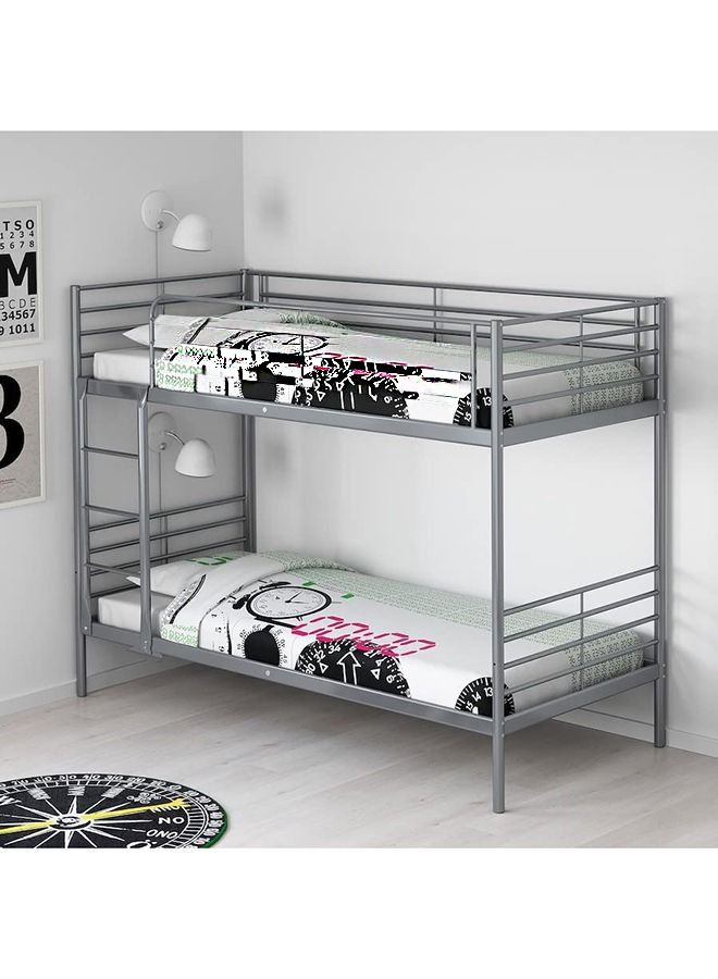 KARNAK Karnak Metal Steel Bunk Bed Heavy Duty Silver & Guard Rails ...