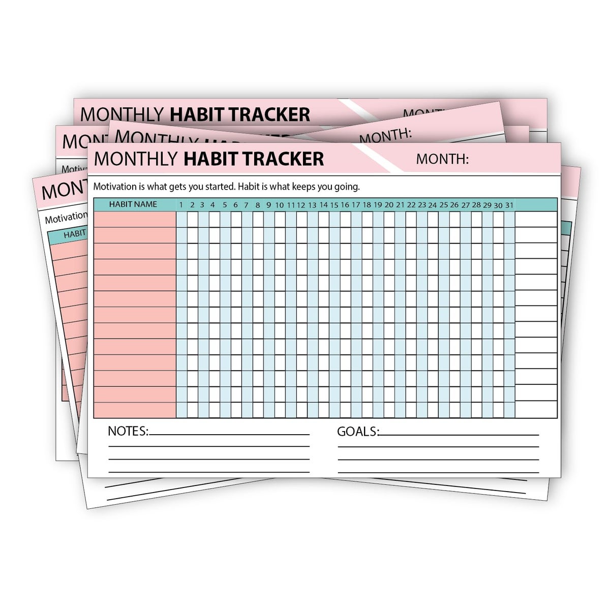 woopme Monthly Habit Tracker Undated Calendar (12 Sheets/A4 Size) For ...
