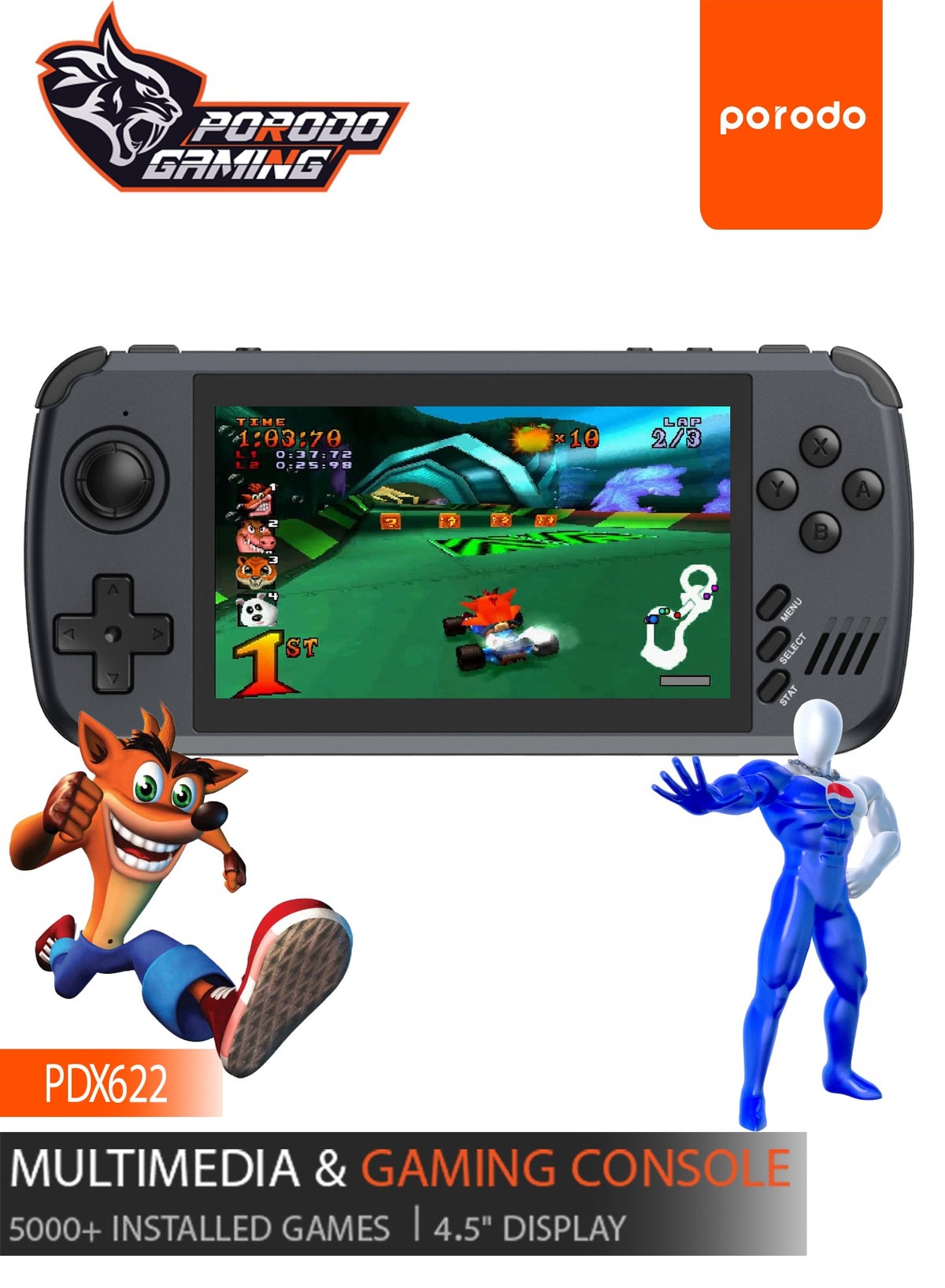 porodo Gaming Console 64G games and more than 5000 games 4.5 Inch IPS ...