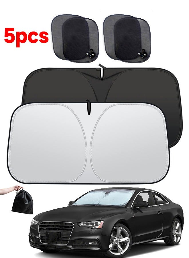 BUPY Front Windshield Reflective Sunshade with Storage Pouch, 4 Pieces ...