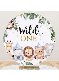 LFEEY Wild One Round Backdrop Cover 7.2 Ft Wild Animal Jungle Circle ...