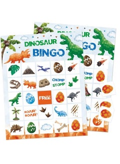 Wernnsai Watercolor Dinosaur Bingo Party Games 24 Players Dino Birthday ...