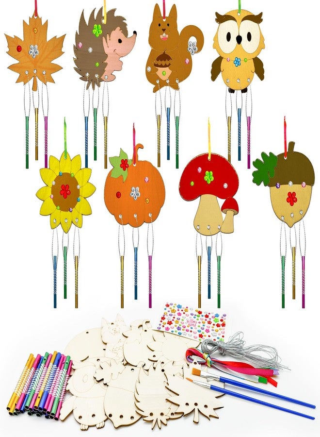 Cinrobiye 16 Pack Fall Wind Chime Kit for Kids Thanksgiving Wooden ...